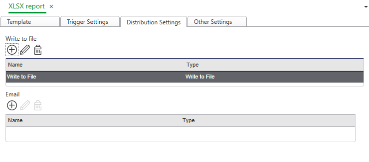 XLSX Report Distribution Settings Tab