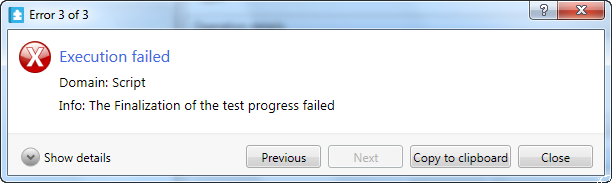 Error Details – Progress View