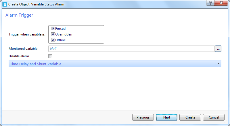Creating a Variable Status Alarm