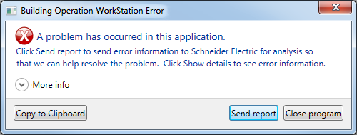 Building Operation WorkStation Error