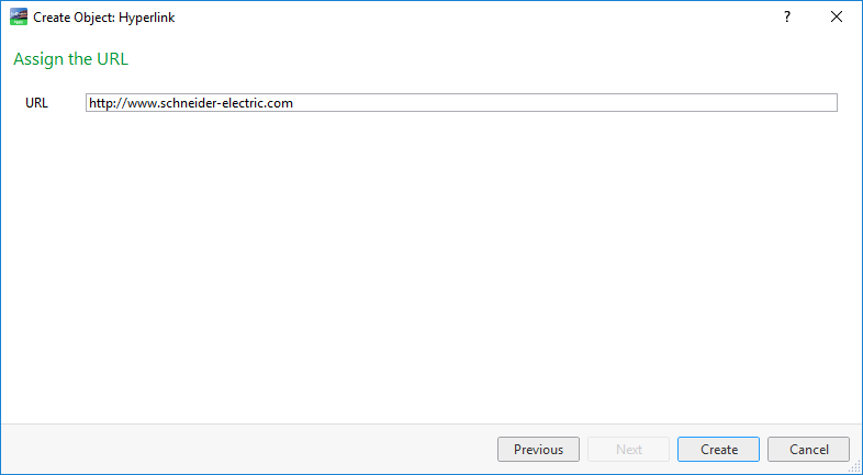Create Hyperlink Wizard – Assign the URL Page