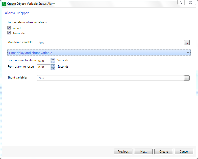 Creating a Variable Status Alarm