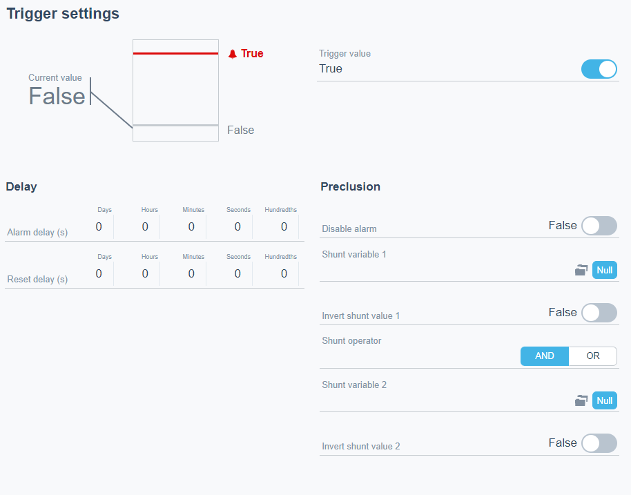 Change of State Alarm Trigger Properties