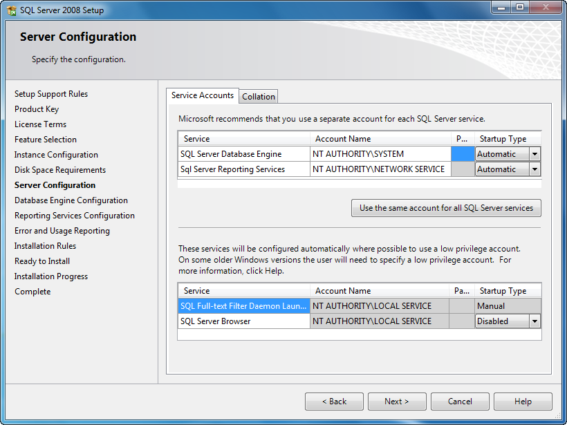 SQL Server 2008 Express with Advanced Services Requirements