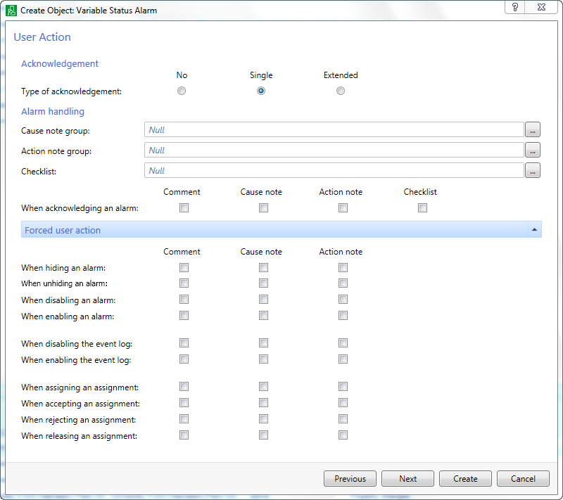 Creating a Variable Status Alarm