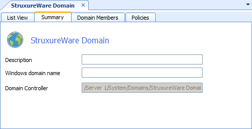 Domain – Summary Tab